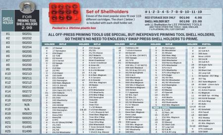 Kit de 11 shell holders LEE PRECISION pour Auto Prime
